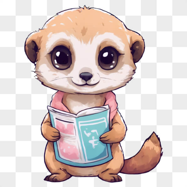 Download Kawaii Meerkat Reading Book Kawaii Online - Creative Fabrica