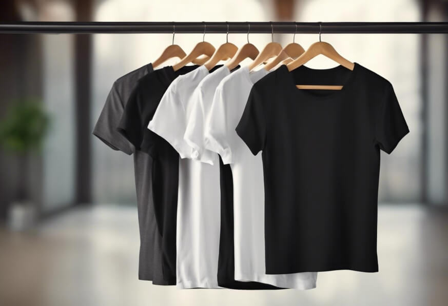 Download Assorted T-Shirts Displayed on Hangers Mockups Online ...