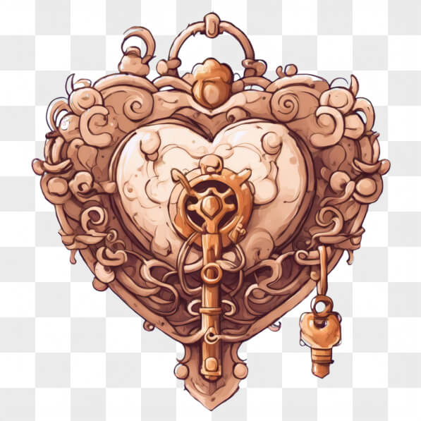 Download Kawaii Ornate Heart-Shaped Locket with Keys Kawaii Online ...