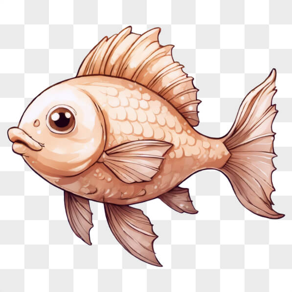 Download Kawaii Brown Fish Swimming in Dark Background Kawaii Online ...