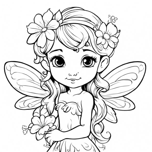 Download Fairy Coloring Page with Flowers and Butterflies Coloring ...