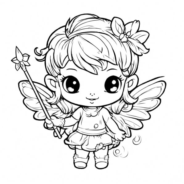 Download Cute Fairy Coloring Page Coloring pages Online - Creative Fabrica