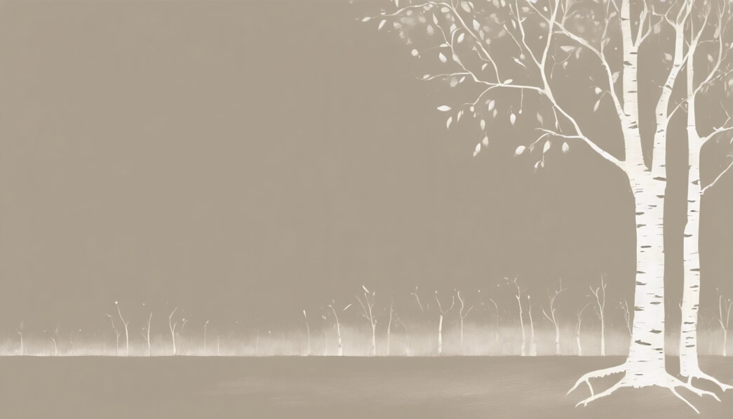 Download Painting of Birch Trees in a Field with a White Dog ...