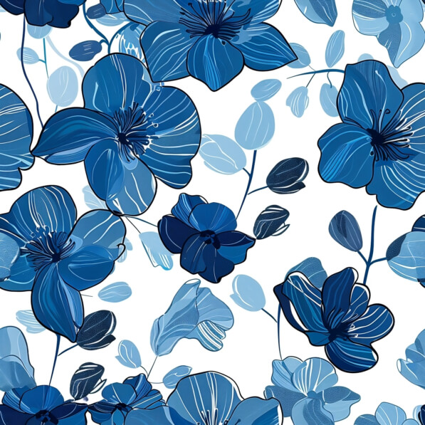 Download Seamless Blue Flower Pattern Patterns Online - Creative Fabrica