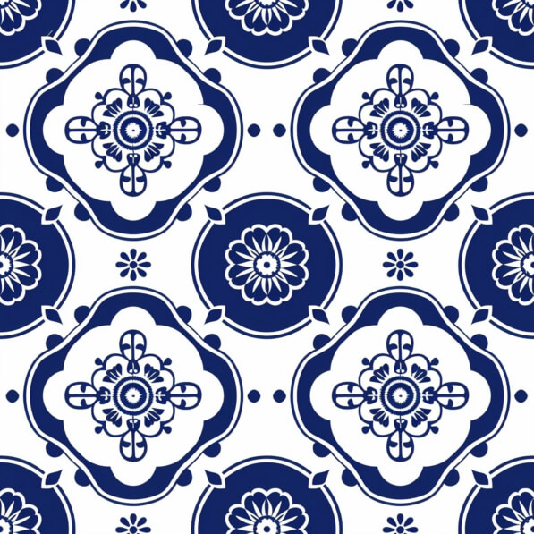 Descarga Patrón de Azulejos Azules y Blancos con Adornos Florales ...