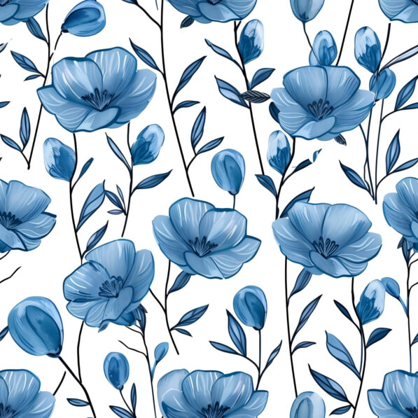 Download Seamless Blue Flower Pattern Patterns Online - Creative Fabrica