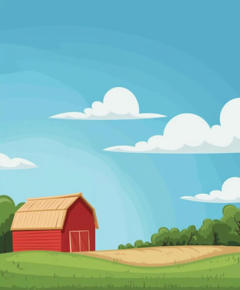 Download Red Barn in Idyllic Farmland Backgrounds Online - Creative Fabrica