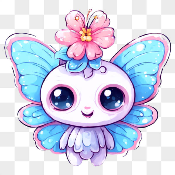 Download Kawaii Butterfly Illustration with Blue and White Wings and ...