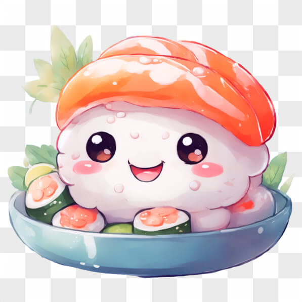 Download Kawaii-Style Sushi Plate Kawaii Online - Creative Fabrica