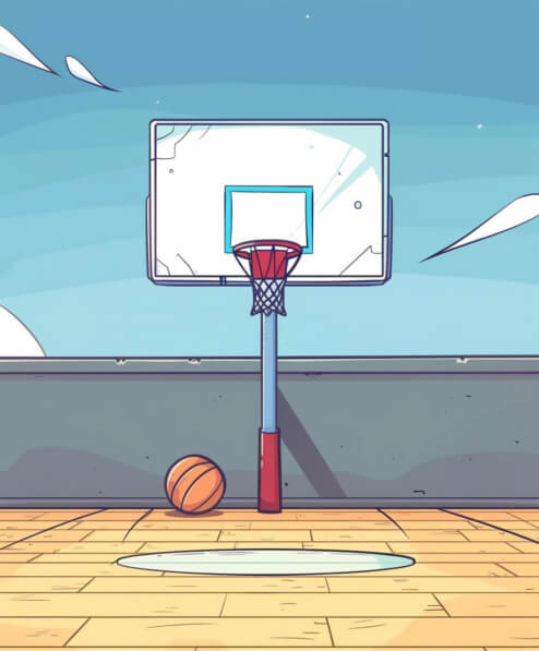 Download Empty Basketball Court with Hoops and Basketball Backgrounds ...