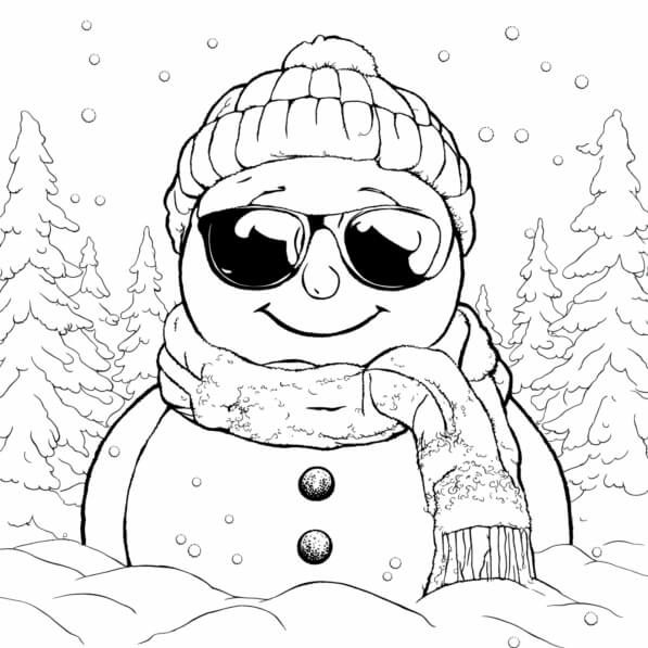 Télécharger Bonhomme de neige avec lunettes de soleil assis dans les ...