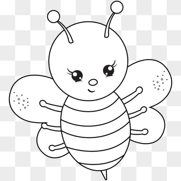 Download Cute Bee Coloring Page with Bugs PNGs Online - Creative Fabrica
