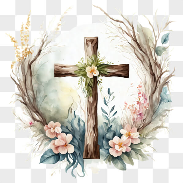 Descarga Cruz con Flores y Vegetación PNGs En Línea - Creative Fabrica
