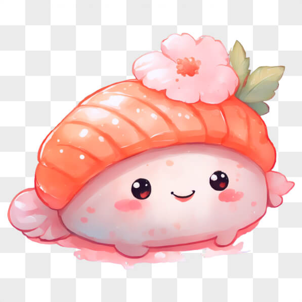 Download Kawaii Pink Sushi with Orange Hat and Flower Kawaii Online ...