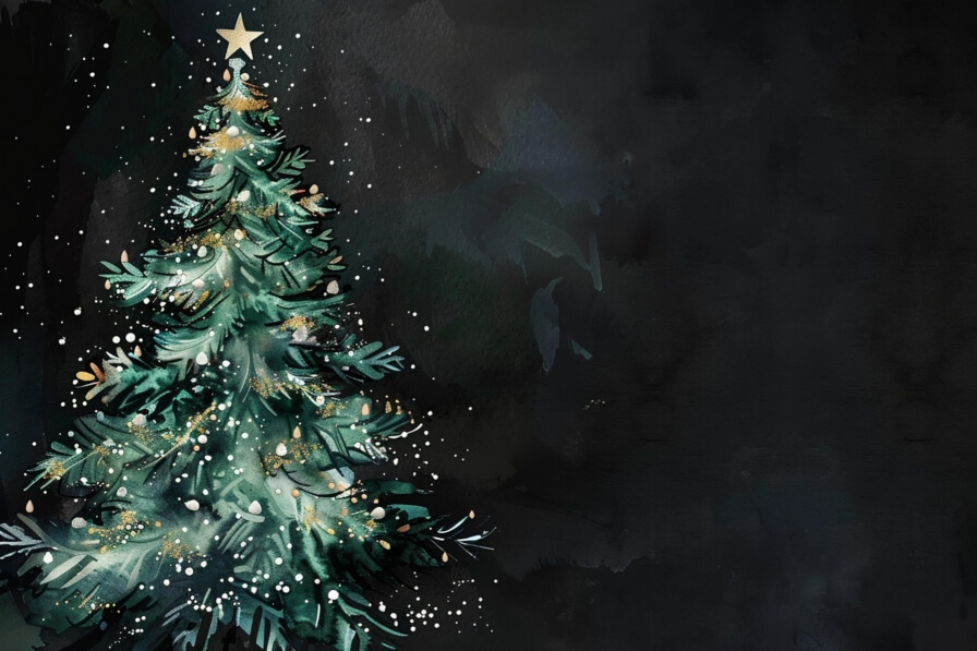 Download Watercolor Painting of Decorated Christmas Tree Backgrounds ...