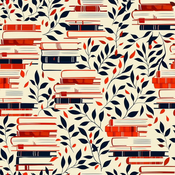 Download Seamless Pattern of Books, Leaves, and Vines Patterns Online ...