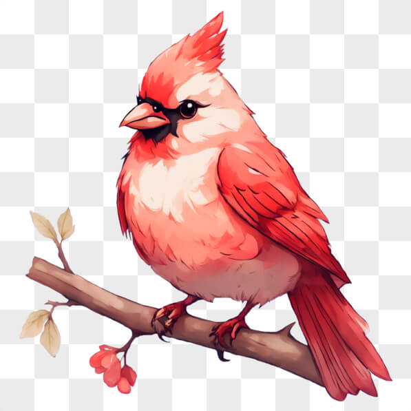 Download Kawaii Red Cardinal on Oak Tree Branch Kawaii Online ...