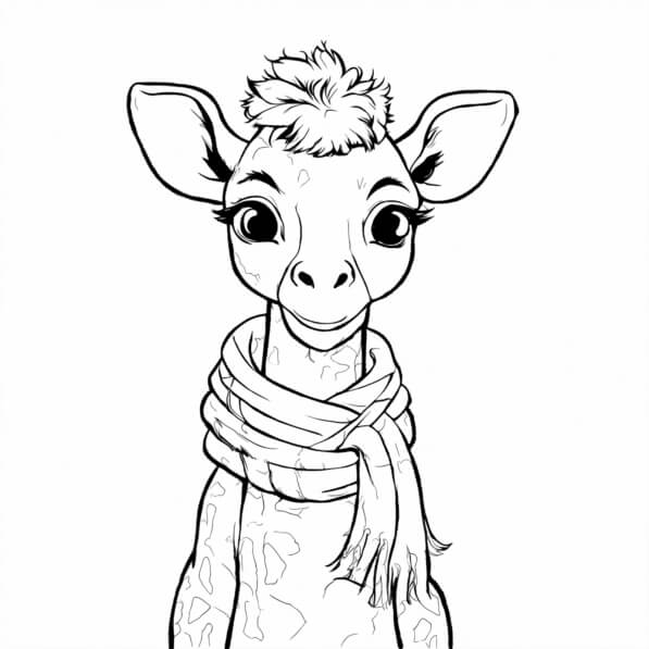 Download Coloring Page with Cute Giraffe in Scarf Coloring pages Online ...