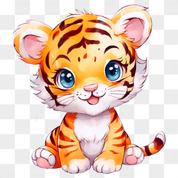 Download Kawaii Cartoon Tiger Cub Sitting Down Kawaii Online - Creative ...
