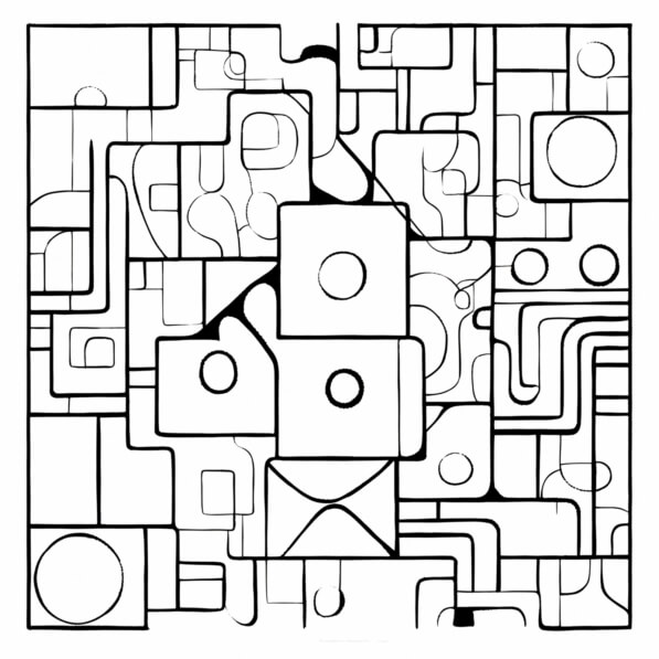 Download Abstract Design with Cubes and Squares Coloring Page Coloring ...