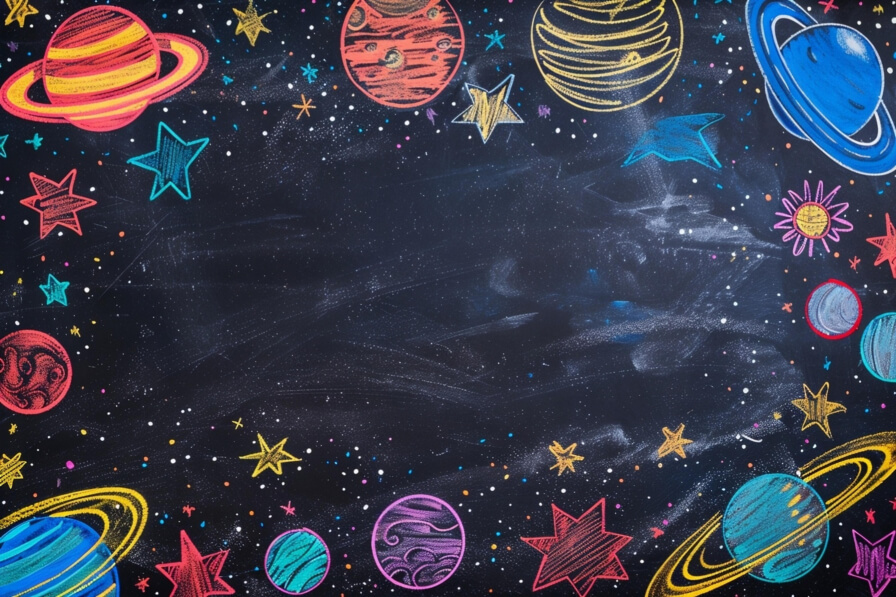 Download Colorful Chalkboard with Planets and Stars Backgrounds Online ...