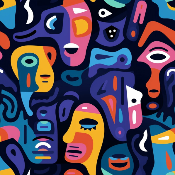 Download Colorful Abstract Faces Pattern Patterns Online - Creative Fabrica