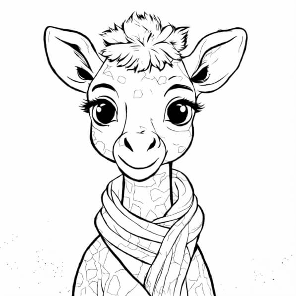 Download Baby Giraffe Coloring Page with Scarf Coloring pages Online ...