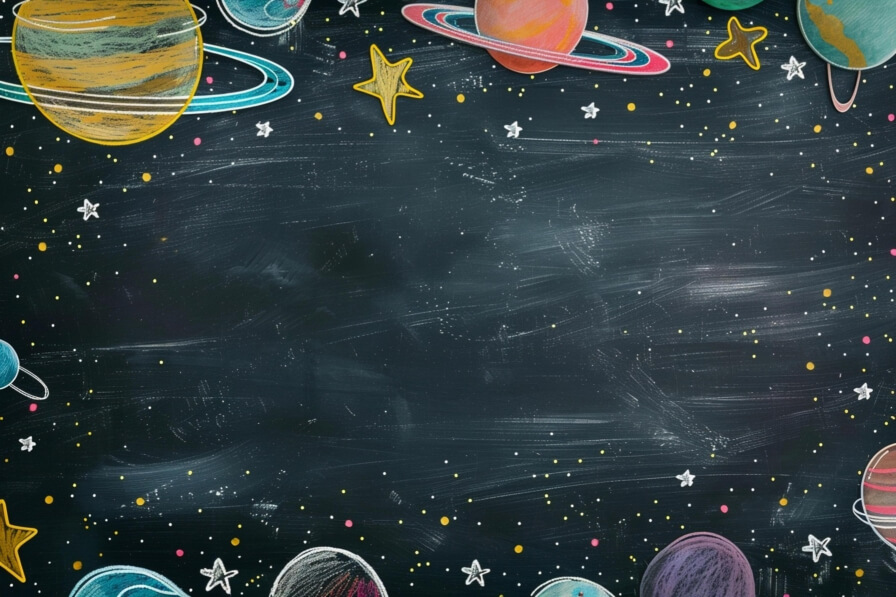 Download Space-Themed Chalkboard Background with Planets and Stars ...