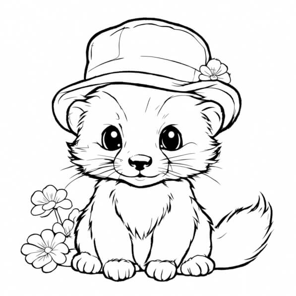 Download Cute Baby Ferret Coloring Page Coloring pages Online ...