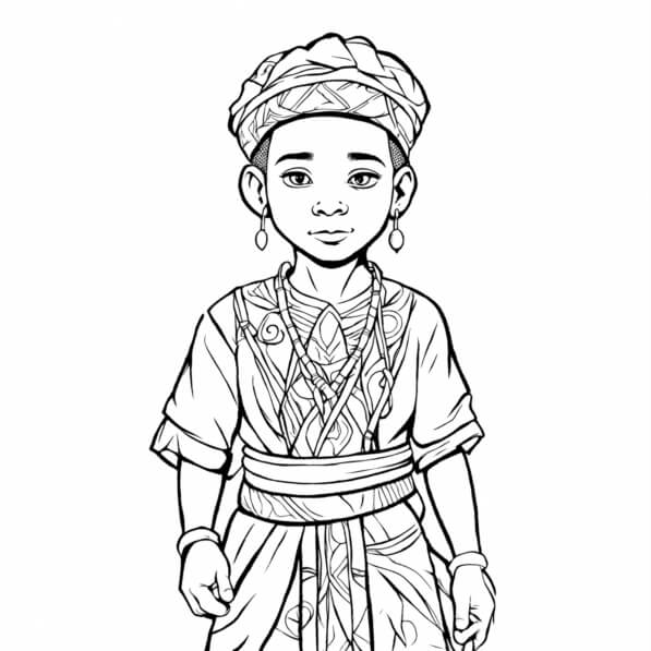 Download Boy in Traditional African Clothing Coloring Page Coloring ...