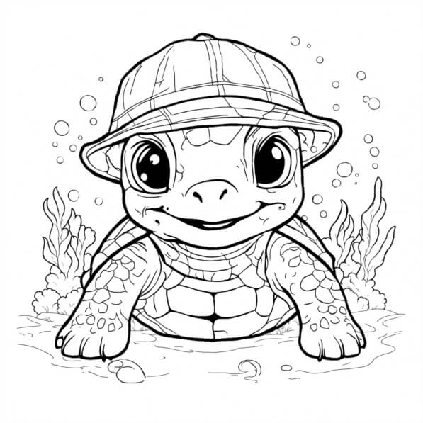 Descarga Página para colorear de una tortuga bebé en el agua Páginas ...