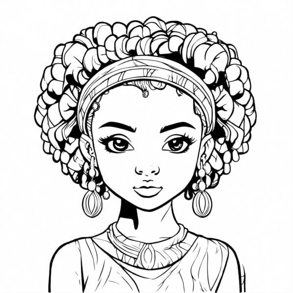 Download Educational Coloring Page: Black Girl with Afro Hairstyle ...