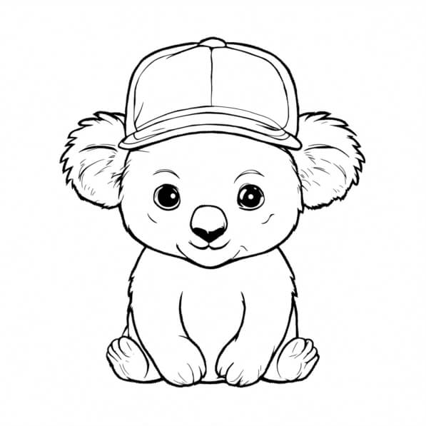 Download Koala Bear in Baseball Cap Coloring pages Online - Creative ...
