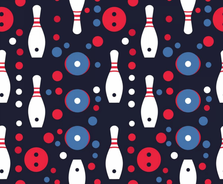 Download Red, White, and Blue Bowling Pins and Balls Seamless Pattern ...