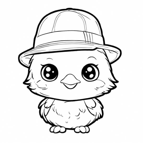 Download Cute Baby Chick in Animal-Themed Hat Coloring pages Online ...
