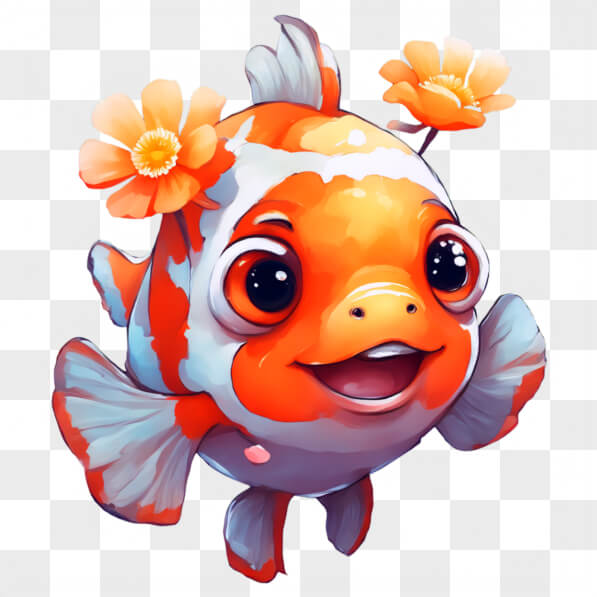 Download Kawaii Koi Fish with Flowers Kawaii Online - Creative Fabrica