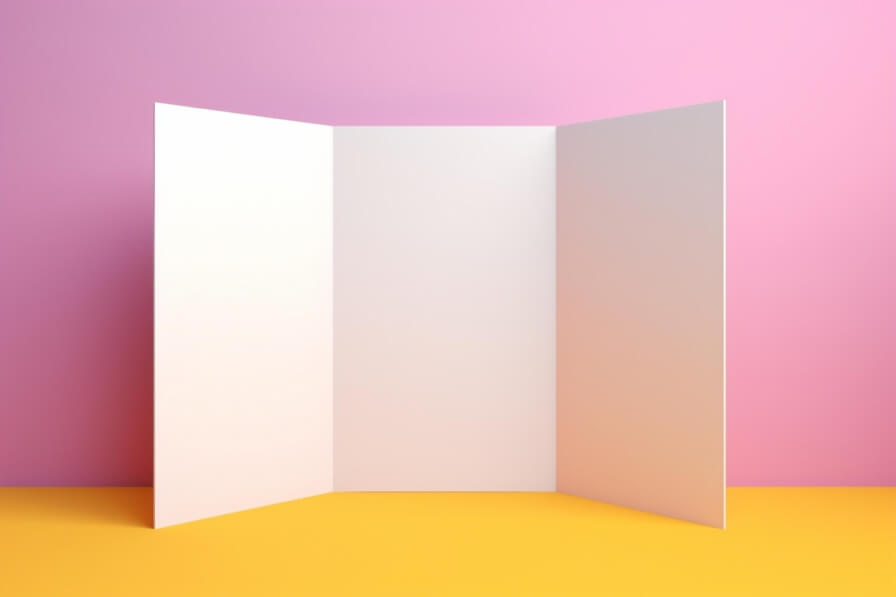 Descarga Folleto Tríptico Blanco sobre Fondo Naranja y Rosa Mockups En ...