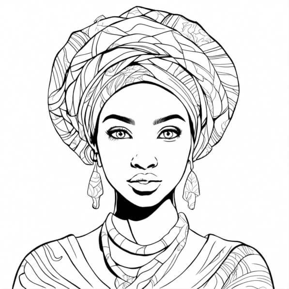 Download African Woman in Traditional Attire Coloring pages Online ...