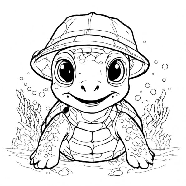 Download Baby Turtle in Water Coloring Page Coloring pages Online ...