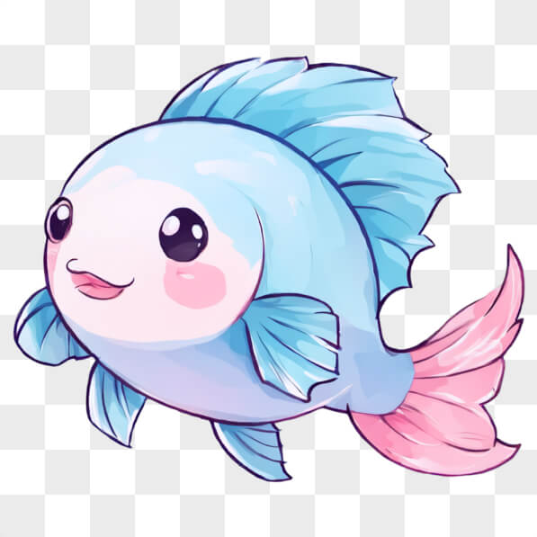 Download Kawaii Blue and Pink Smiling Fish Kawaii Online - Creative Fabrica