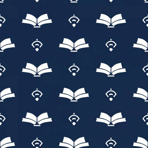 Download Open Book Pattern on Dark Blue Background with White Books ...