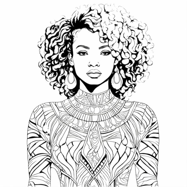 Télécharger Pages à colorier d'une femme africaine en noir et blanc ...