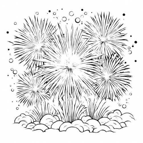 Download Black and White Flower Drawing with Fireworks Coloring pages ...