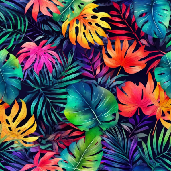 Descarga Patrón sin costuras de hojas tropicales Patrones En Línea - Creative Fabrica
