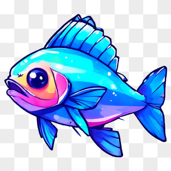 Download Kawaii Blue Fish Kawaii Online - Creative Fabrica