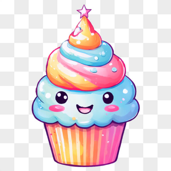 Download Kawaii Cupcake with Star Decoration Kawaii Online - Creative ...