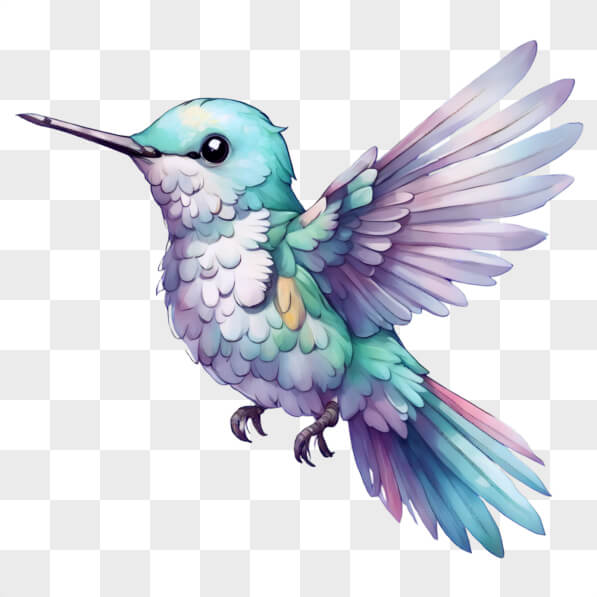 Descarga Colibrí Kawaii en Vuelo Kawaii En Línea - Creative Fabrica