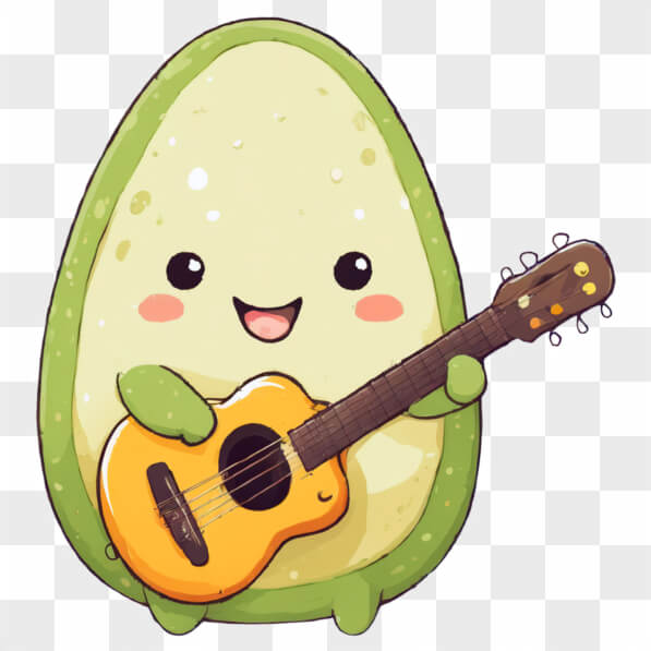 Download Kawaii Avocado Playing Guitar Kawaii Online - Creative Fabrica