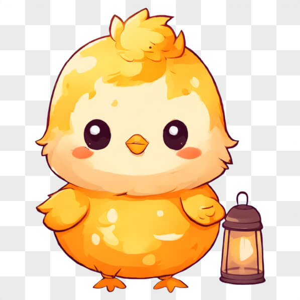 Download Kawaii Yellow Chicken and Orange Lantern Illustration Kawaii ...