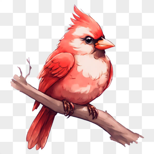 Download Kawaii Red Cardinal Perched on Branch Kawaii Online - Creative ...